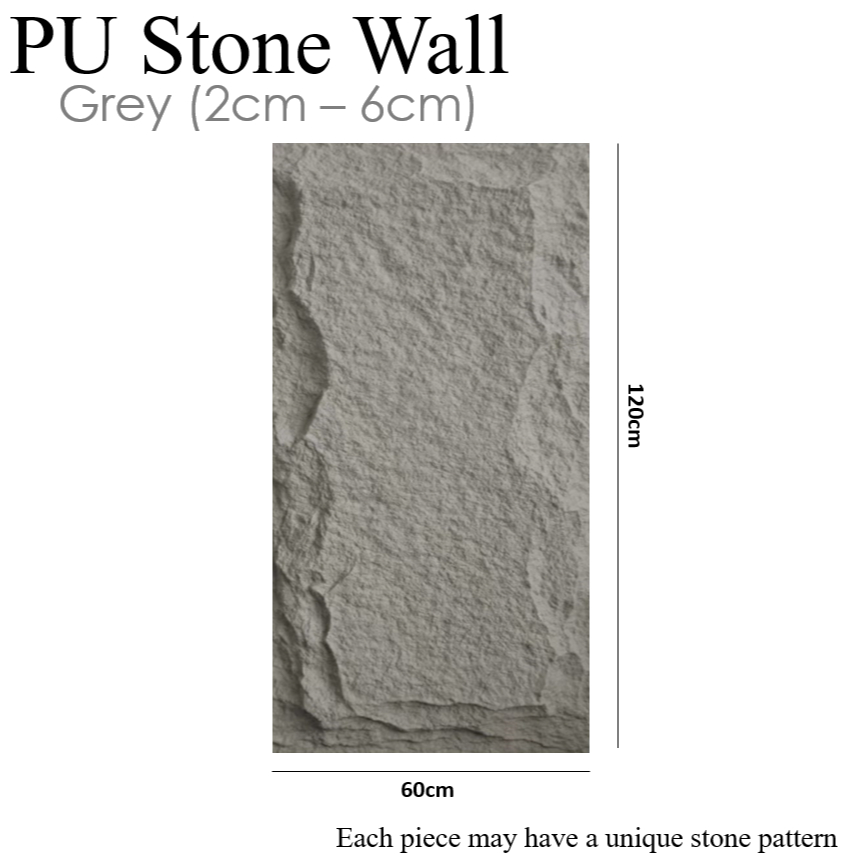 PU Stone Feature Wall Panel (Code:STWL-GY) - Ecotecture Pte Ltd
