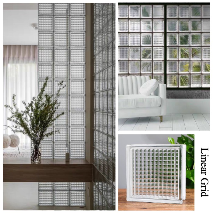 Crystal Glass Brick (Linear Grid - 19cmx19cmx8.5cm)